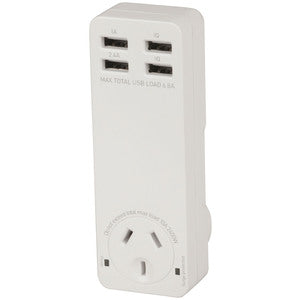 MS4002 - Quad USB Charger with Mains Socket – Roma Computer Centre